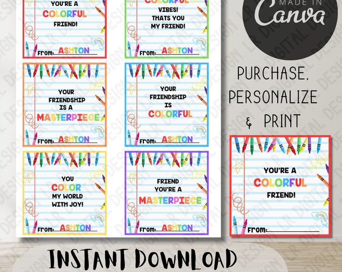 Printable Crayon Valentine Cards, Preschool Crayons Valentines Day ...