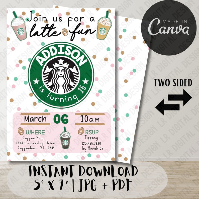 Coffee Lovers Delight Birthday Invite Sip Edit And Celebrate Etsy
