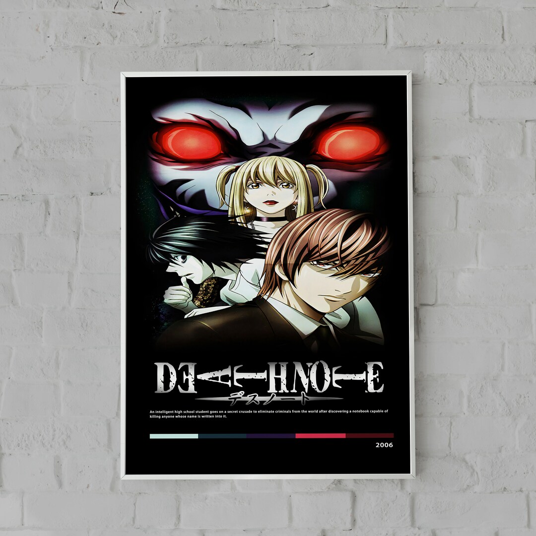 Death Note Poster, Anime Manga Poster, Minimalist Anime Print, Retro ...