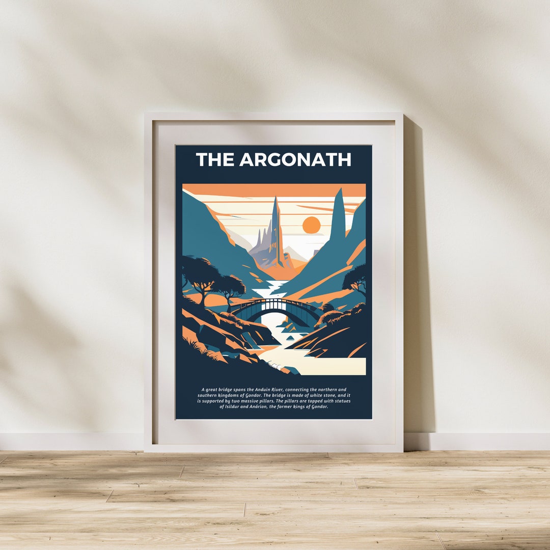 The Argonath, Lord of the Rings Travel Poster, Lotr Art, River Anduin ...
