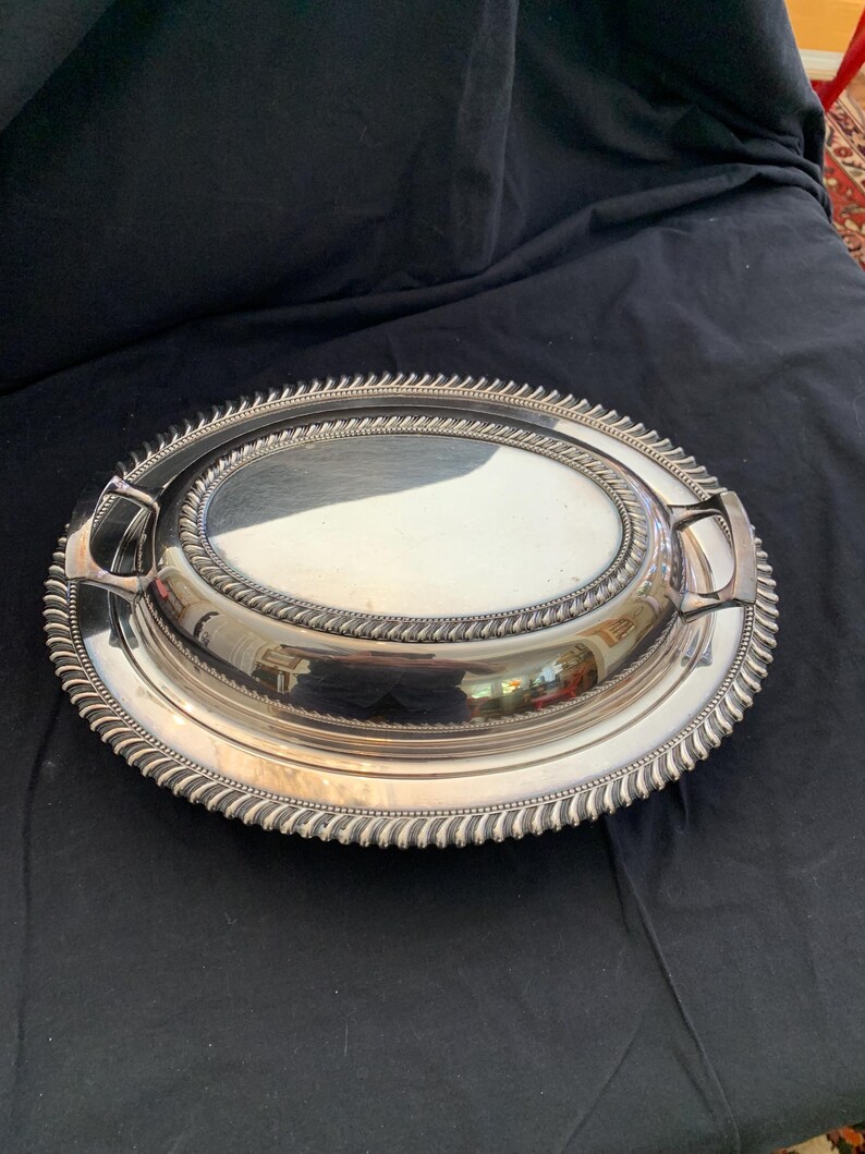 Vintage Silver-plated Divided Serving Tray With Cover That Serves as an ...