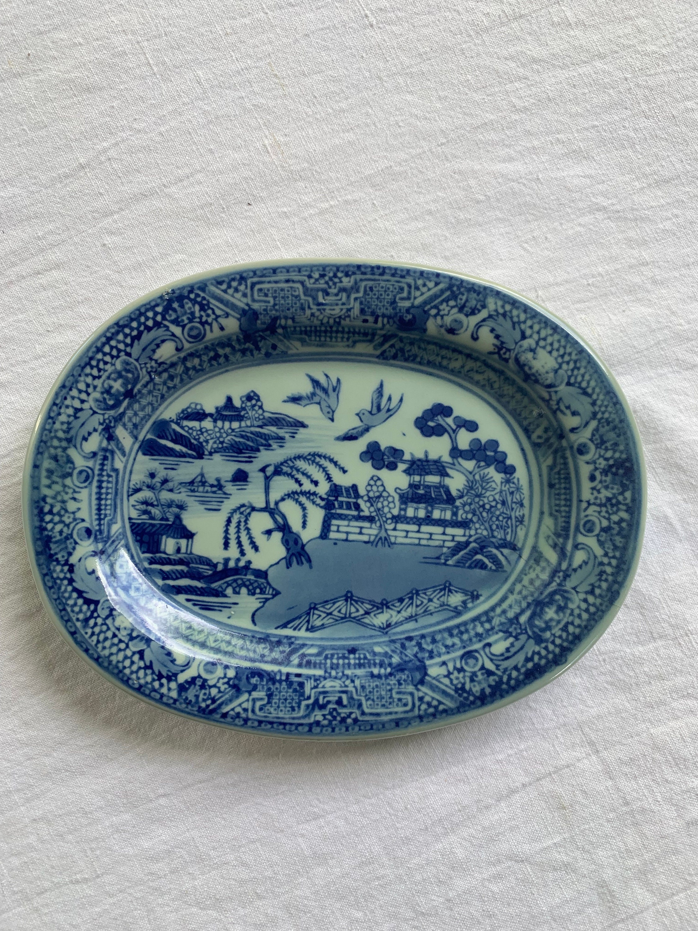 Antique Small Oval Blue Willow Tray. Victoria Ware From 19th Century - Etsy