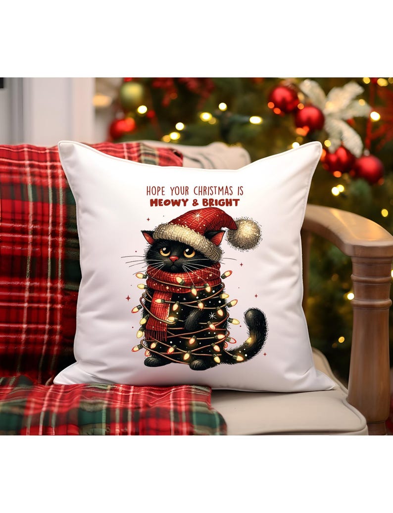 Cat Christmas Pillow