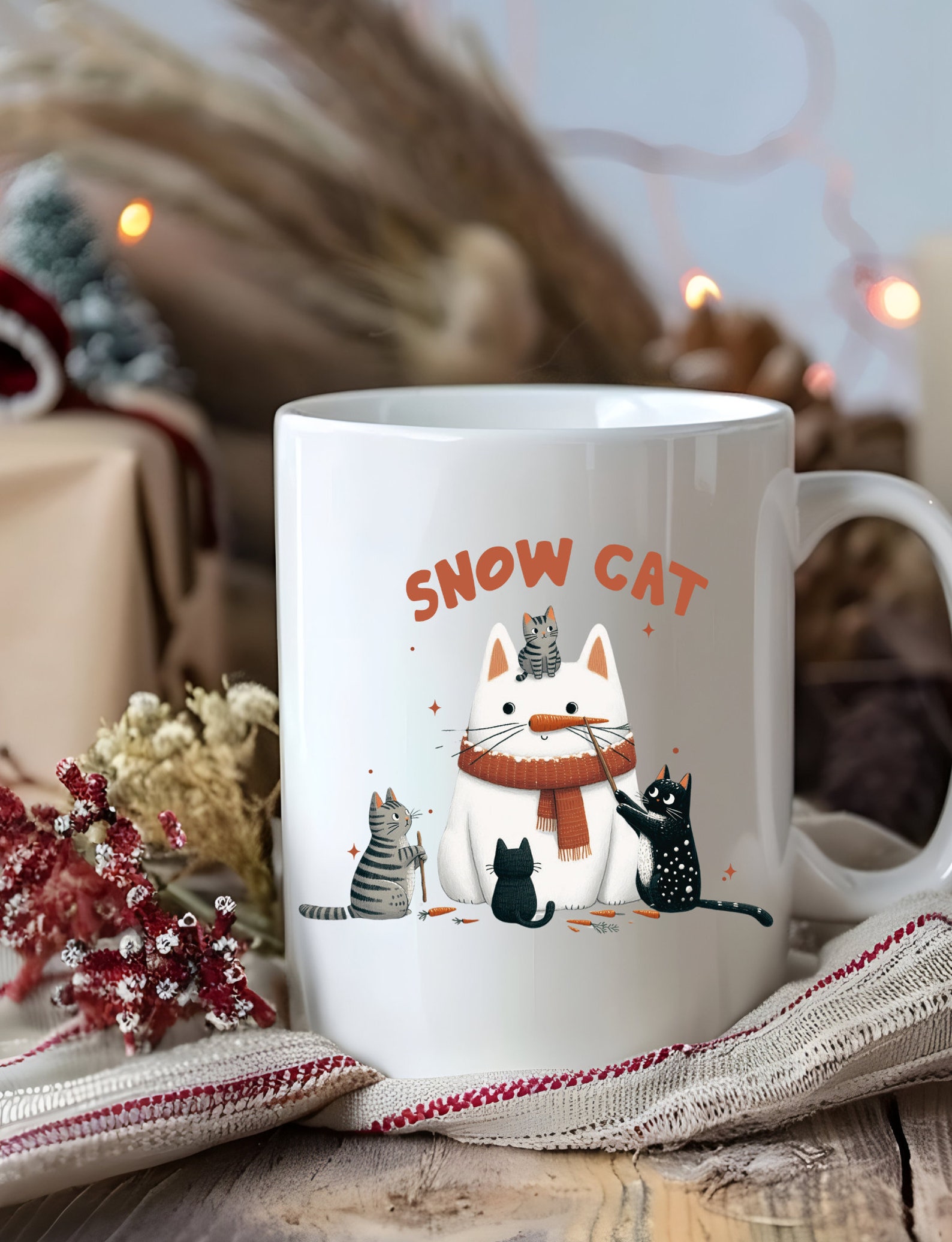 Winter Trend Mug, Cute Snow Cat Mug|snowman Mug|frozen Home Decor ...