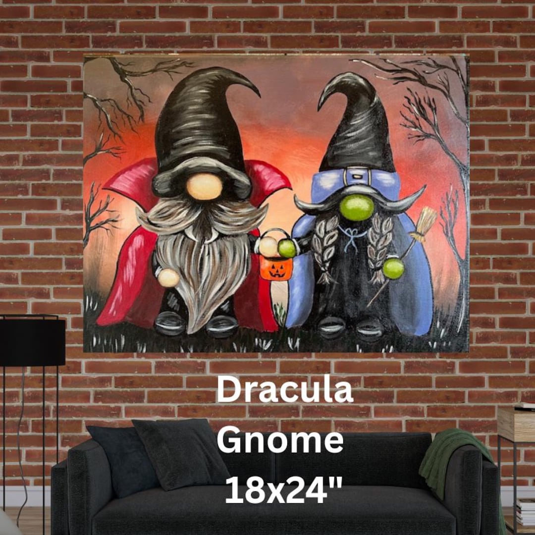 Halloween Autumn Gnome Painting, Fall Gnome Gift, One of a Kind Gnome ...