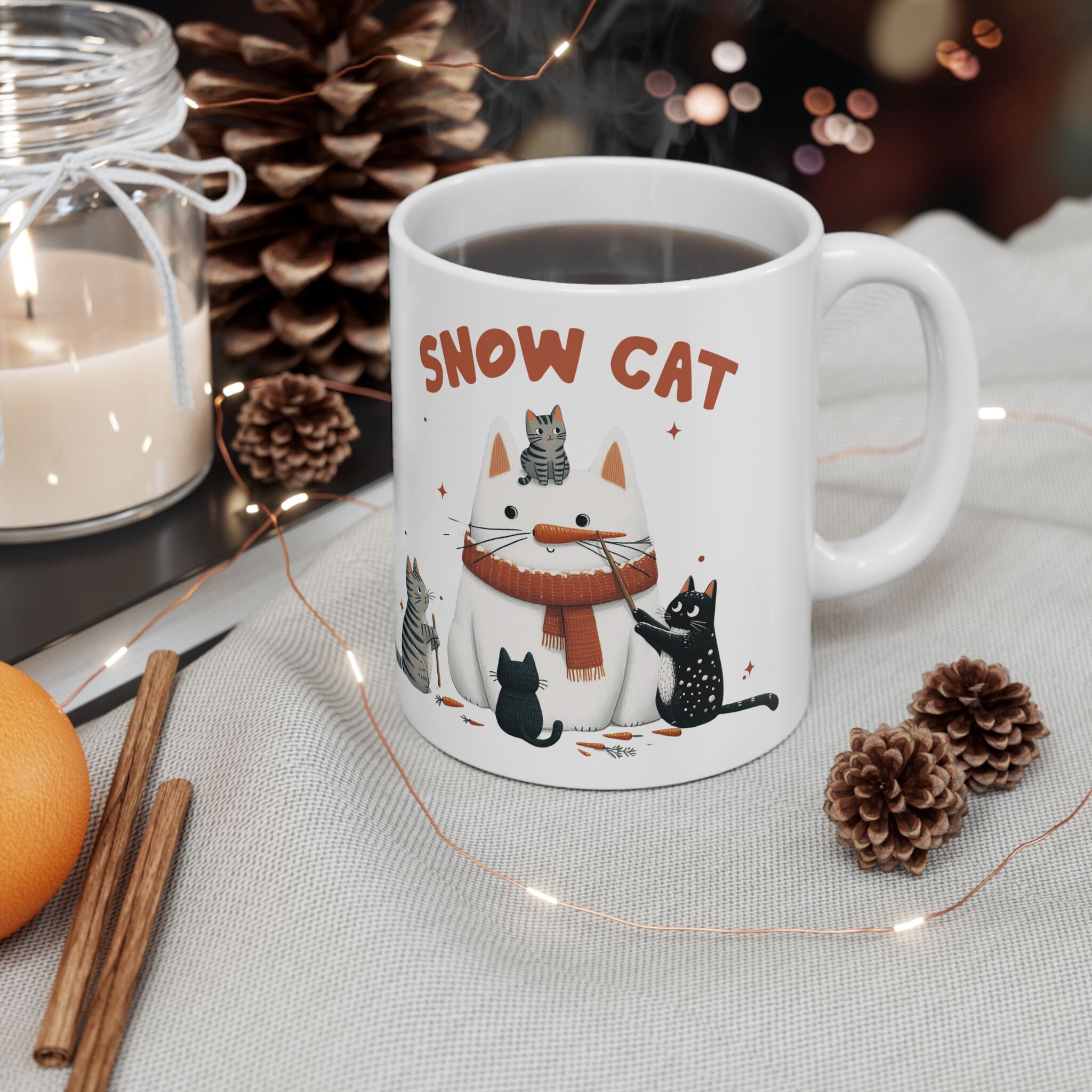 Winter Trend Mug, Cute Snow Cat Mug|snowman Mug|frozen Home Decor ...