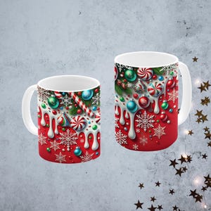 Cute Christmas Candy Cane Mug, Christmas Gingerbread Mug, Christmas ...