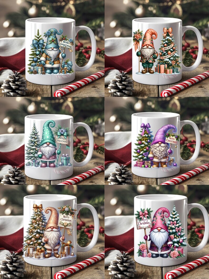 Christmas Gnome Holiday Mug, Cute Gnome Mug, Vintage Gnome, Christmas ...