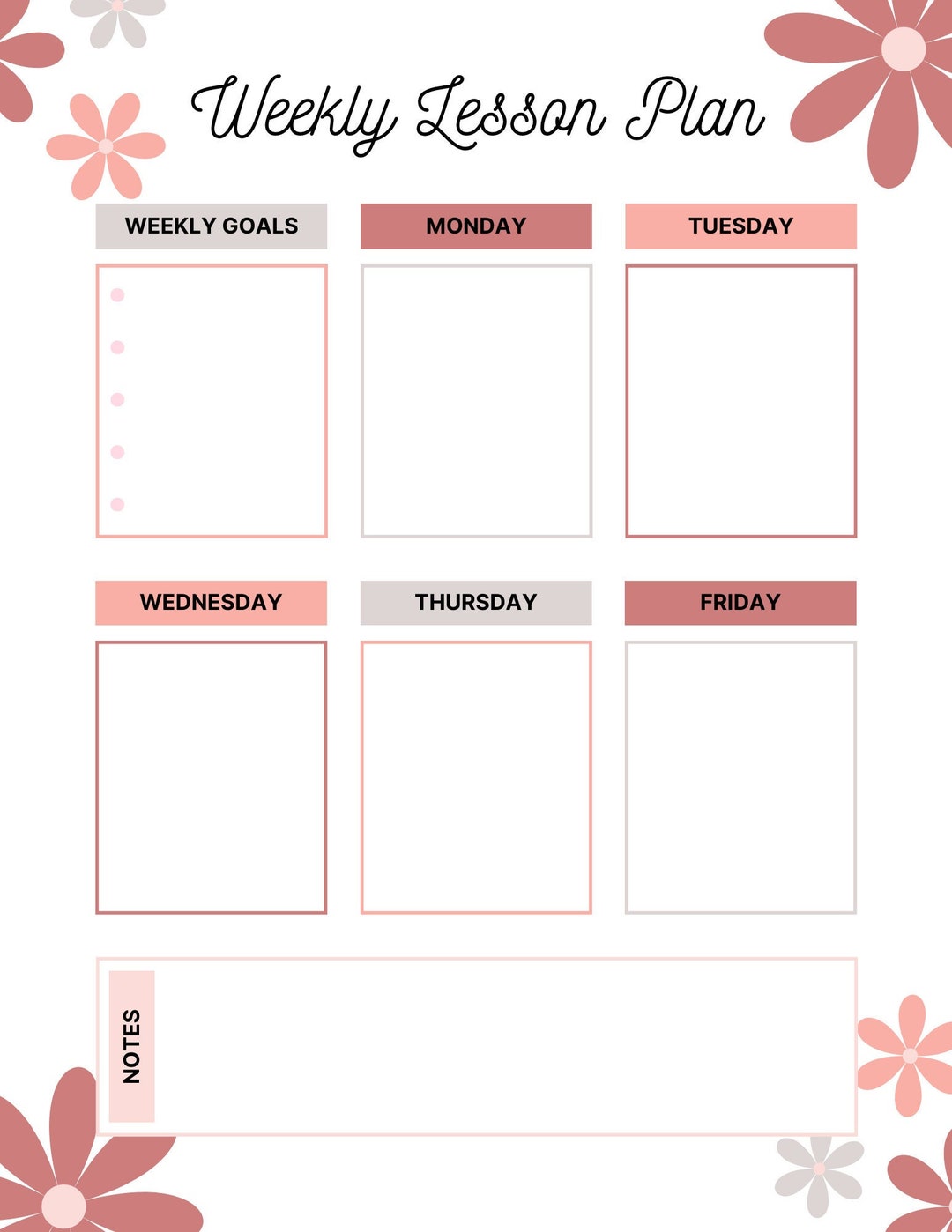 BOHO Weekly Lesson Plan Sheet - Etsy