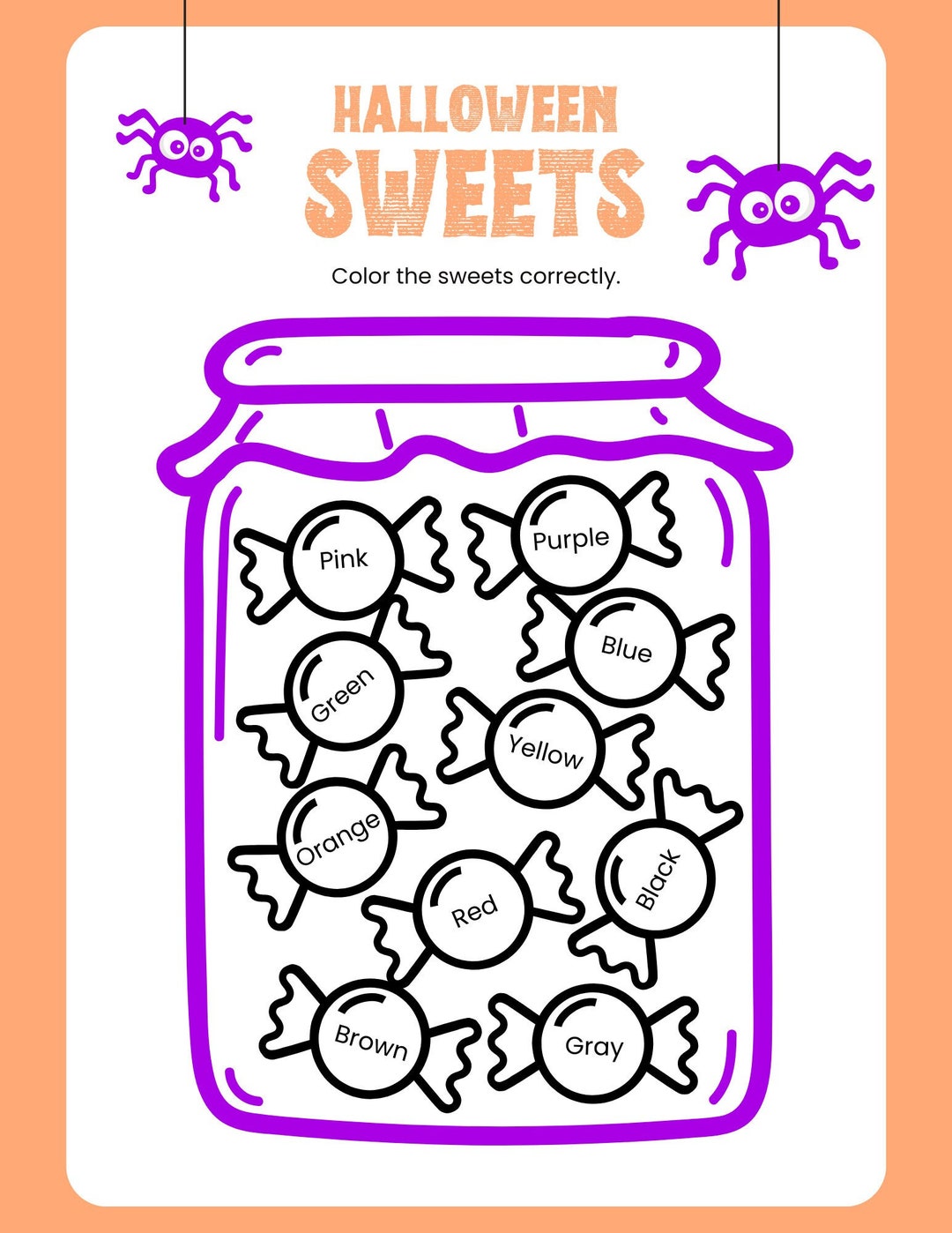 Color The Candy Ausmalbild / Printable - Etsy.de