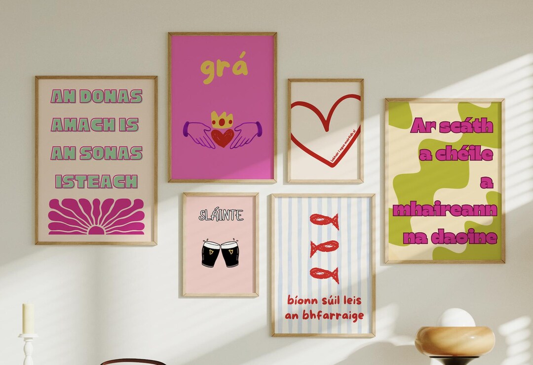 Set of 6 Prints/seanfhocail Prints/wall Prints/art Prints/wall Art ...
