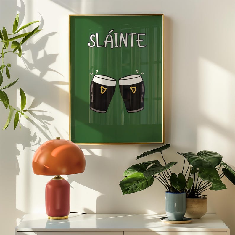 Sláinte Print Green, Irish Prints, St Paddys Day, Red Prints, St ...