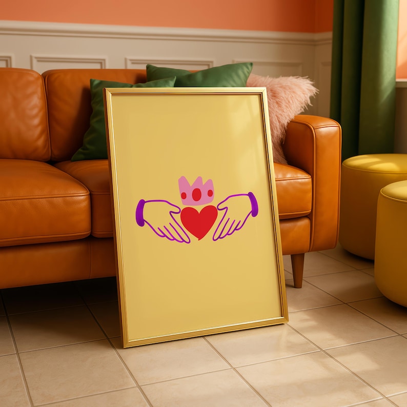 Éire Claddagh Print/irish Print/ Trendy Wall Art/funky Print/ Ireland ...