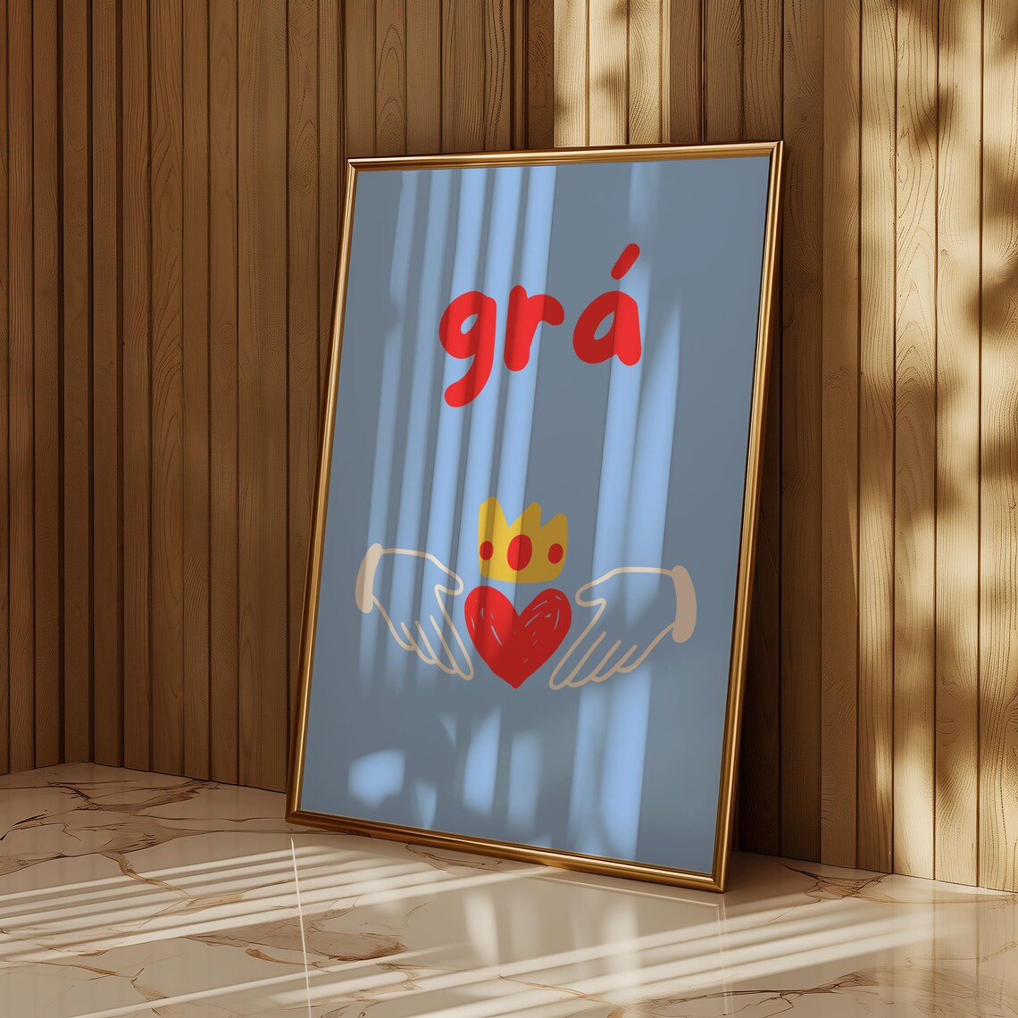 Grá Claddagh Print in Blue/irish Print/ Trendy Wall Art/funky Print ...