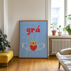 Grá Claddagh Print in Blue/irish Print/ Trendy Wall Art/funky Print ...