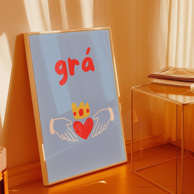Grá Claddagh Print in Blue/irish Print/ Trendy Wall Art/funky Print ...