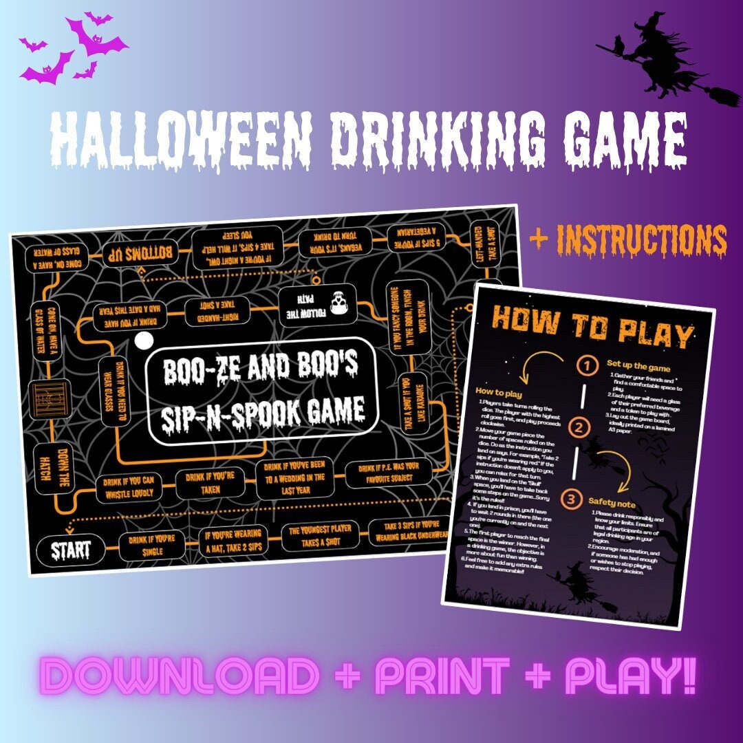 Halloween Printable Drinking Board Game: Spooky & Fun, Adult Party ...