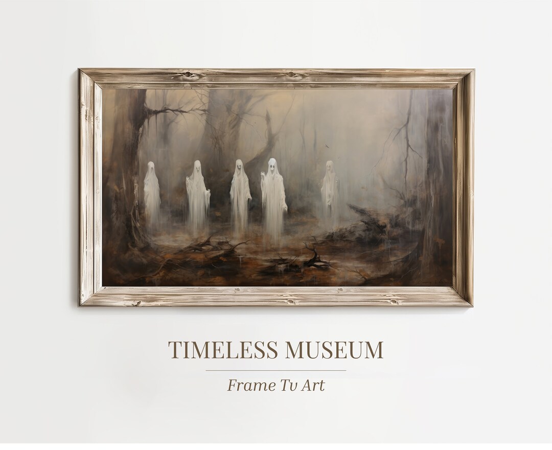 Halloween Frame TV Art Vintage Ghosts in Haunted Forest - Etsy