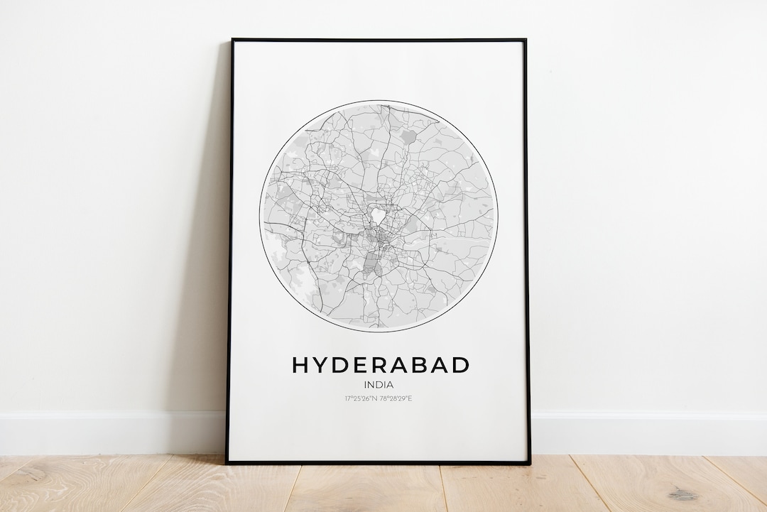 Hyderabad Map Poster, Hyderabad Map Print, Hyderabad City Map Print ...