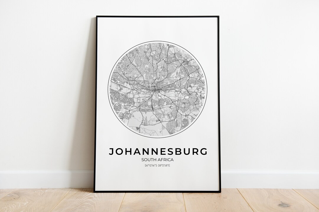 Johannesburg Map Poster, Johannesburg Map Print, Johannesburg City Map ...