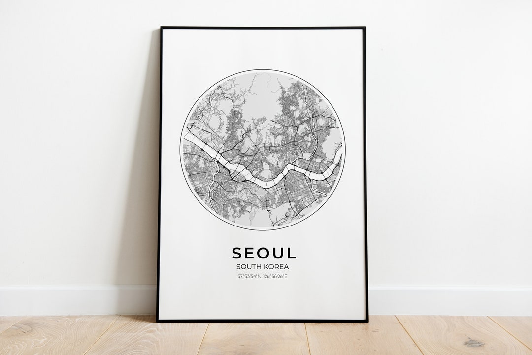 Seoul Map Poster, Seoul Map Print, Seoul City Map Print, Seoul Gift ...