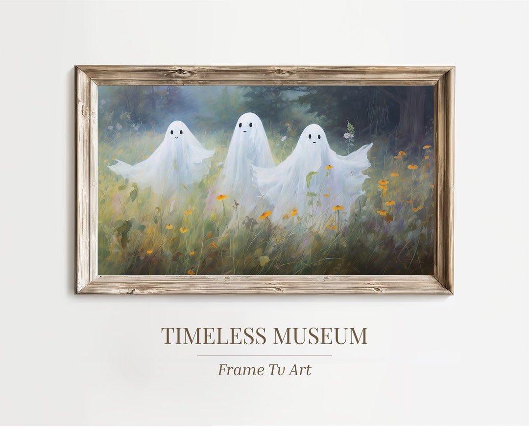 Halloween Frame TV Art Three Cute Ghost Friends Muted - Etsy