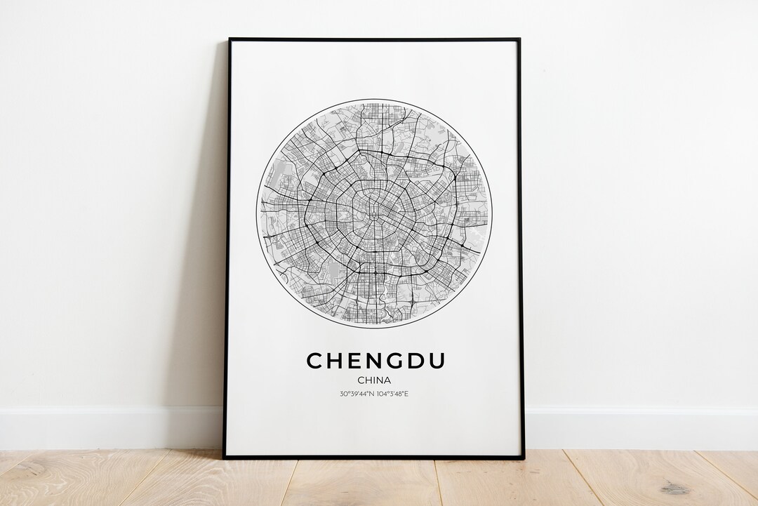 Chengdu Map Poster, Chengdu Map Print, Chengdu City Map Print, Chengdu ...