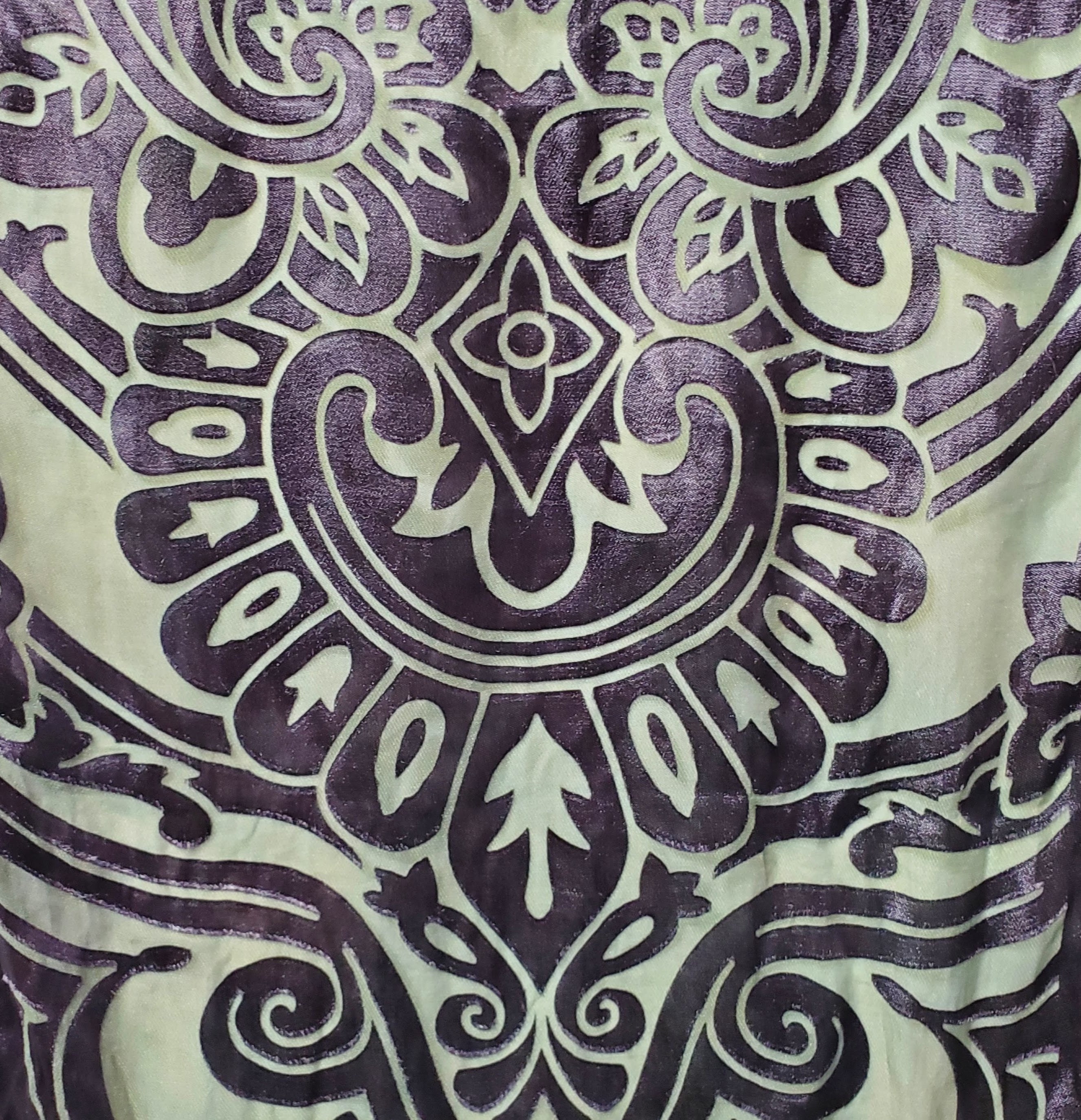 Green and Black Satin Burnout Devore Scarf | 15 X 60 Inches | Silk and ...