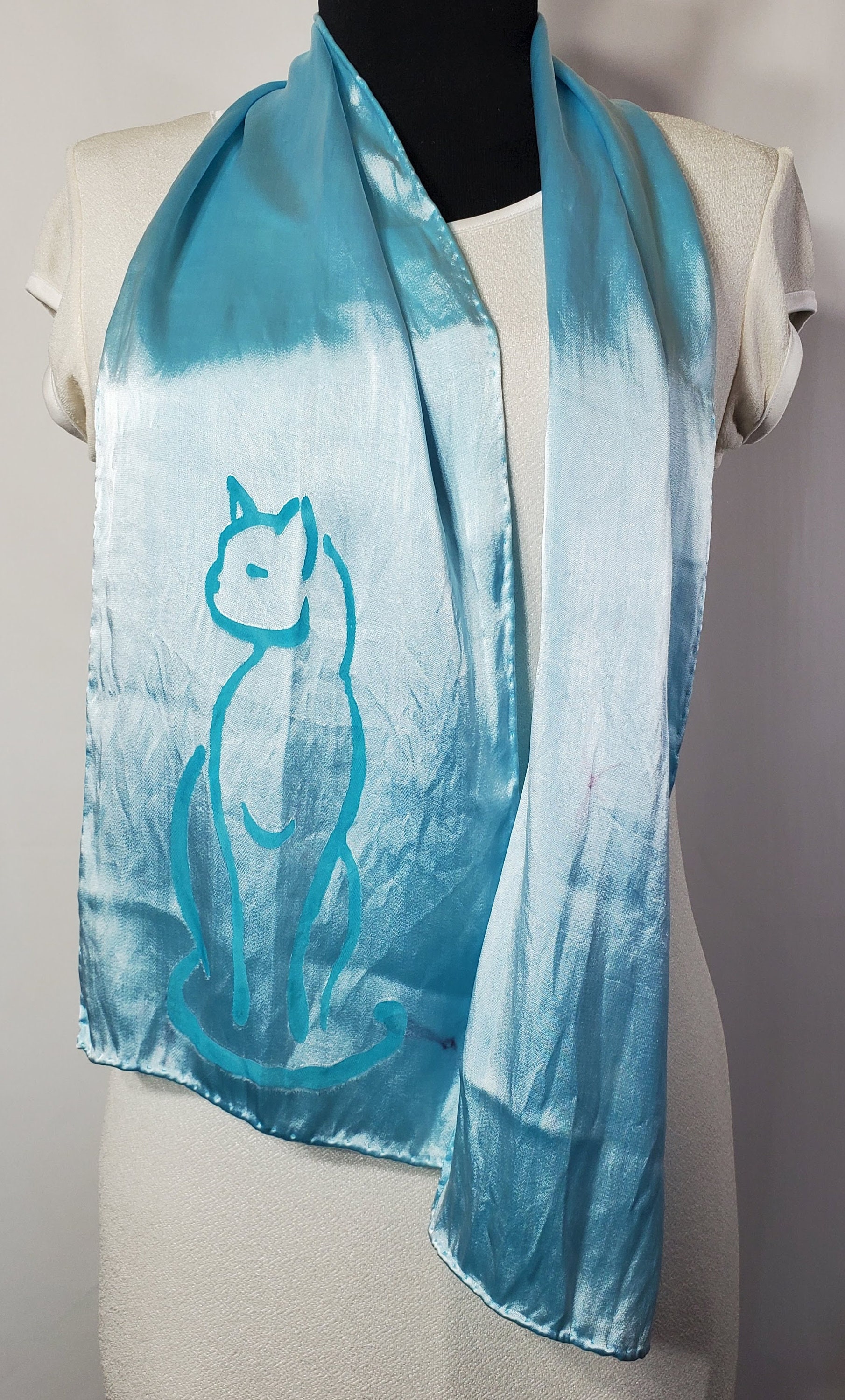 Blue and Ice Blue Satin Burnout Devore Scarf 9 X 54 Inches - Etsy