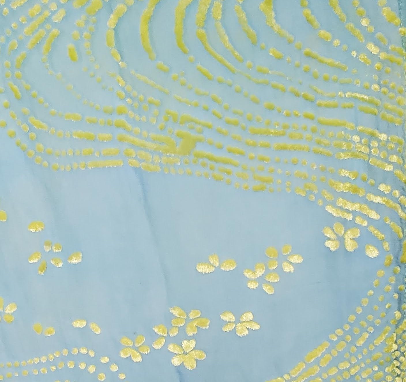 Sky Blue and Gold Velvet Burnout Devore Scarf | 11 X 60 Inches | Silk ...