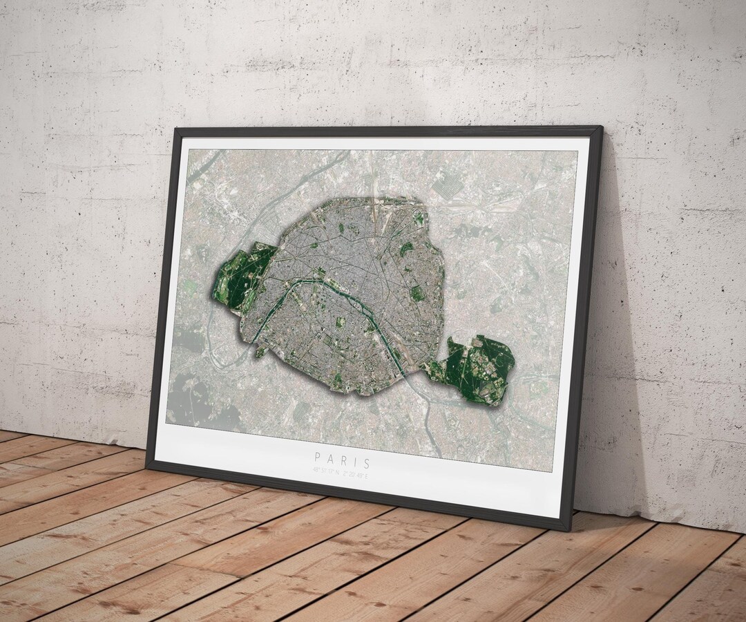 Map of Paris Satellite Wall Art Premium Matte Poster of Paris, France ...