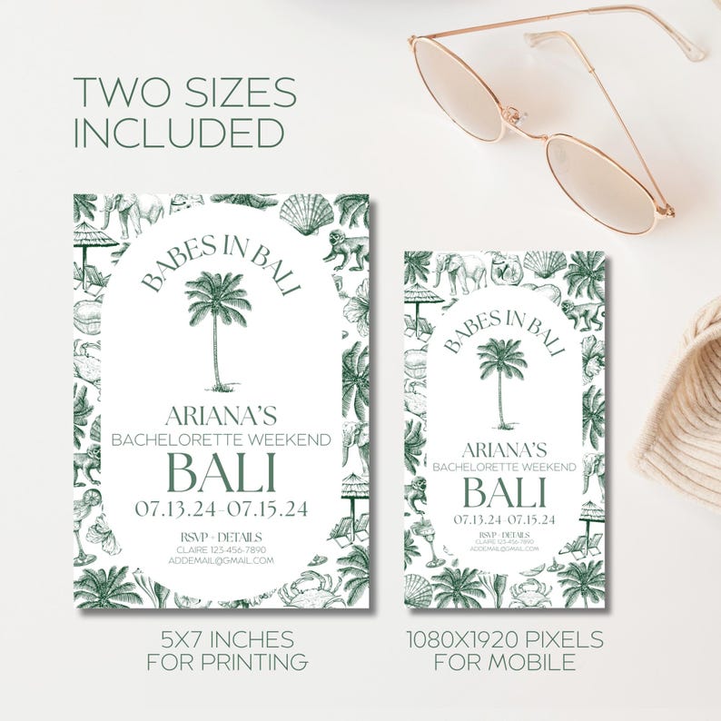 Bali Bachelorette Party Invitation and Itinerary Template, Tropical ...