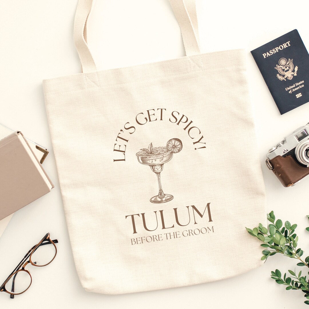 Brown Tulum Bachelorette Tote Bag, Mexico Bachelorette Party Favors ...