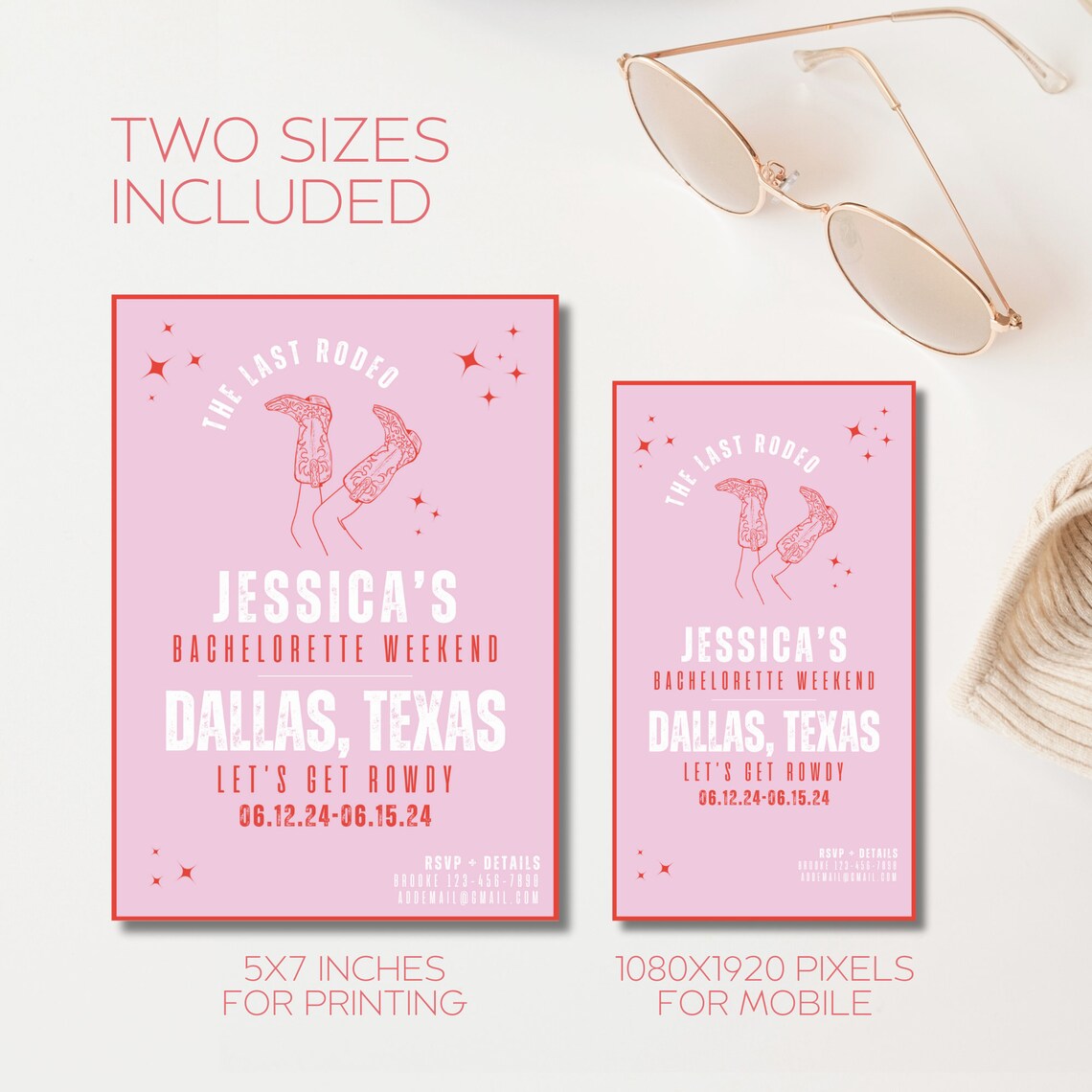 Dallas Bachelorette Party Invitation and Itinerary Template, Last Rodeo ...