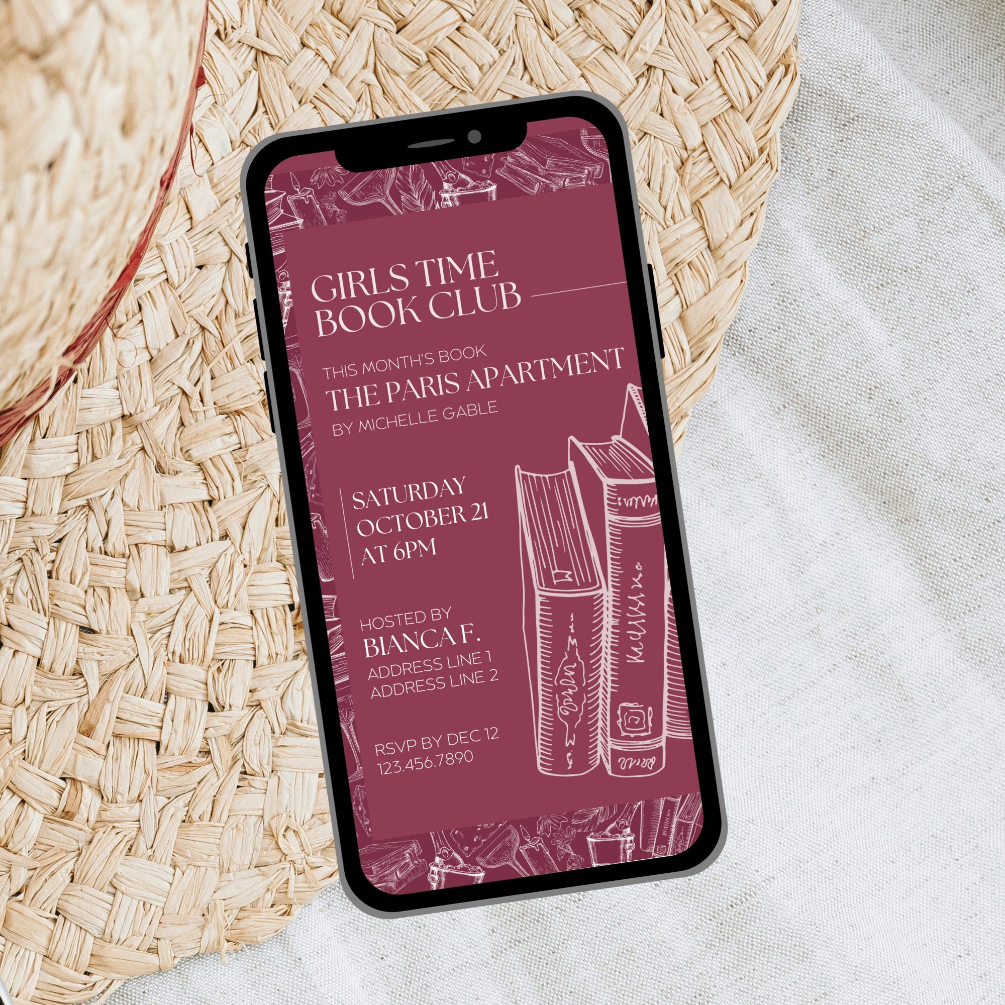 Book Club Invitation Template, Book Lovers, Girls Get Together, Avid ...