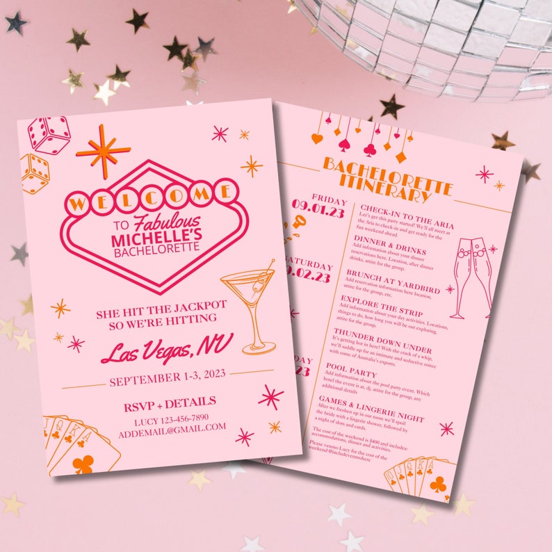 Las Vegas Bachelorette Party Invitation and Itinerary Template, Vegas ...