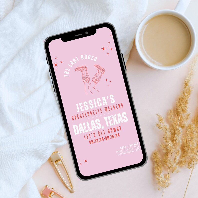 Dallas Bachelorette Party Invitation and Itinerary Template, Last Rodeo ...