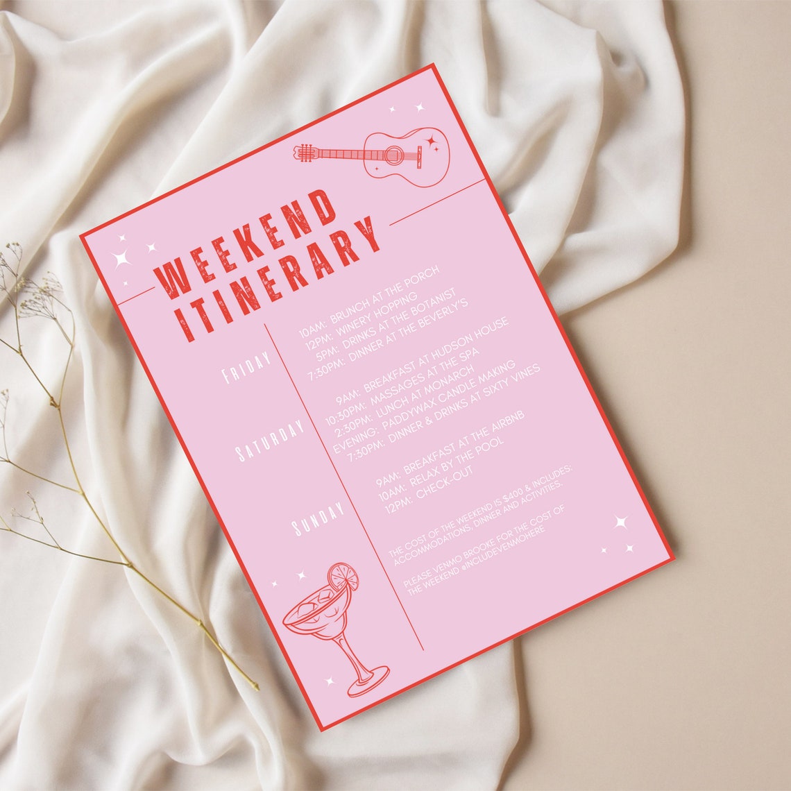 Dallas Bachelorette Party Invitation and Itinerary Template, Last Rodeo ...