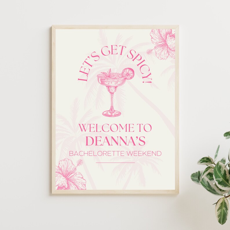 Bachelorette Party Welcome Sign Template, Pink Tulum Bachelorette ...