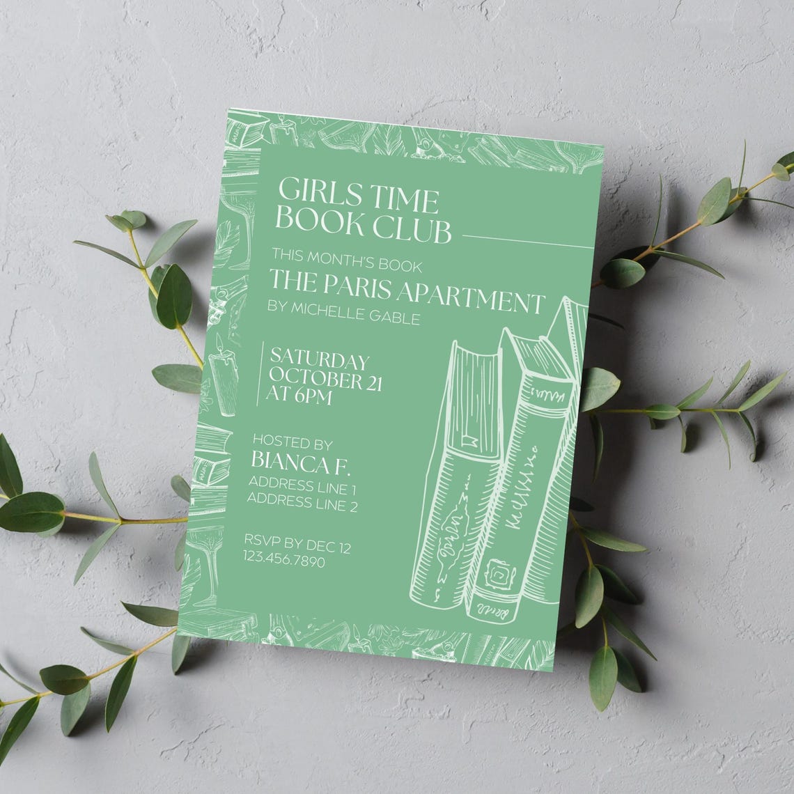 Book Club Invitation Template, Book Lovers, Girls Get Together, Avid ...
