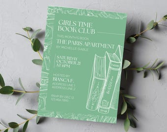 Book Club Invitation Template, Book Lovers, Girls Get Together, Avid ...