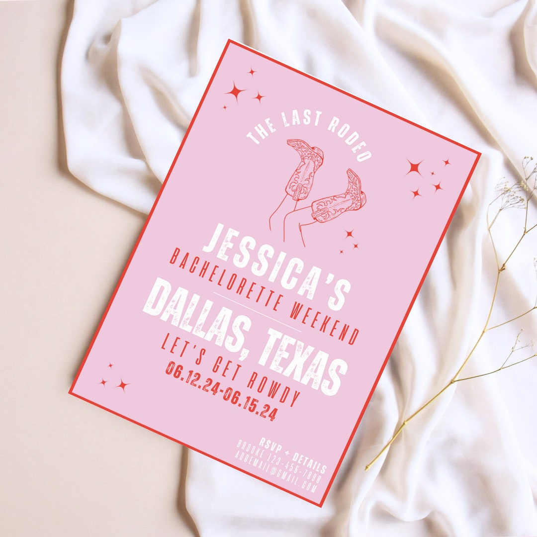 Dallas Bachelorette Party Invitation and Itinerary Template, Last Rodeo ...
