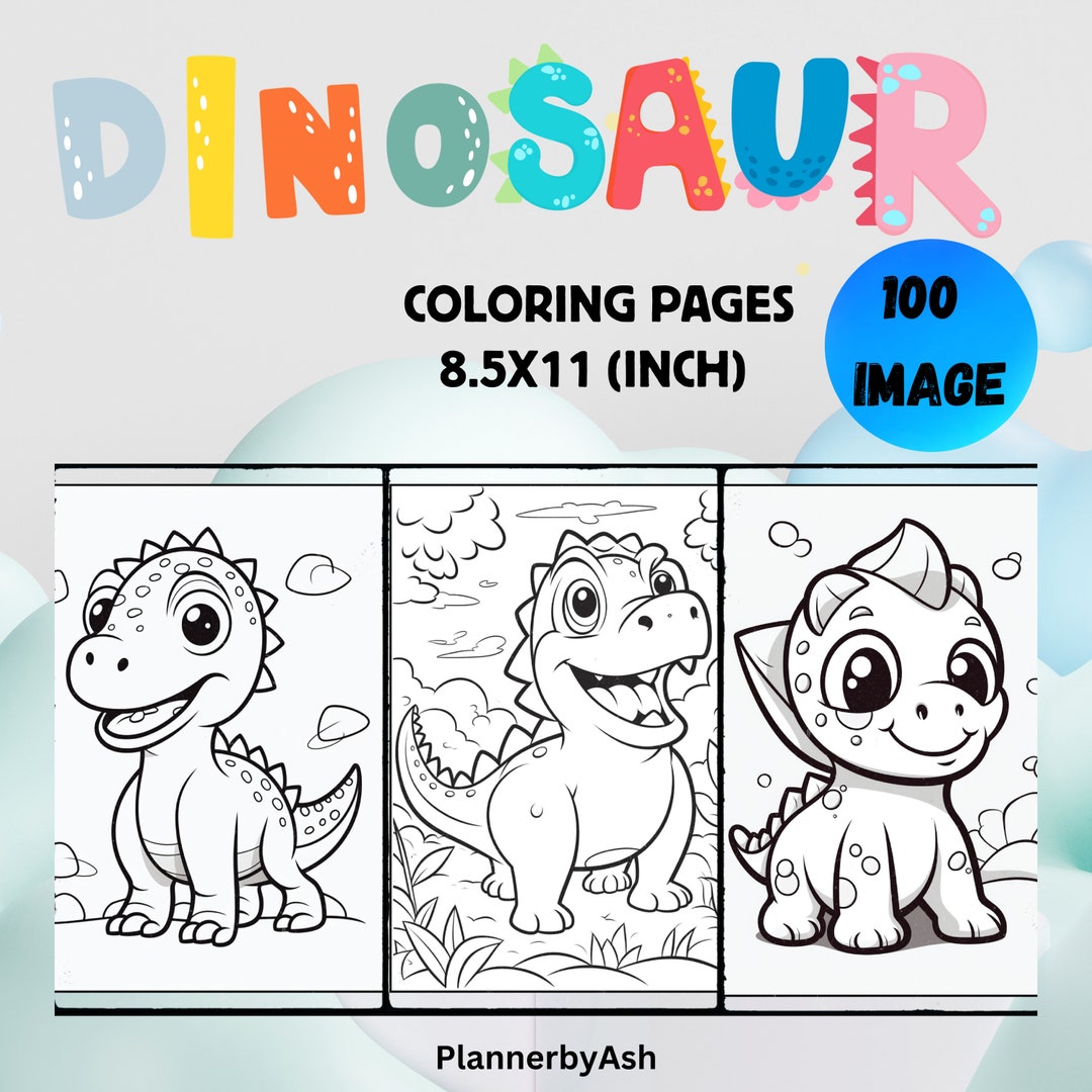 Jurassic Coloring Sheets: 100 Dinosaur Cartoons to Color - Instant ...
