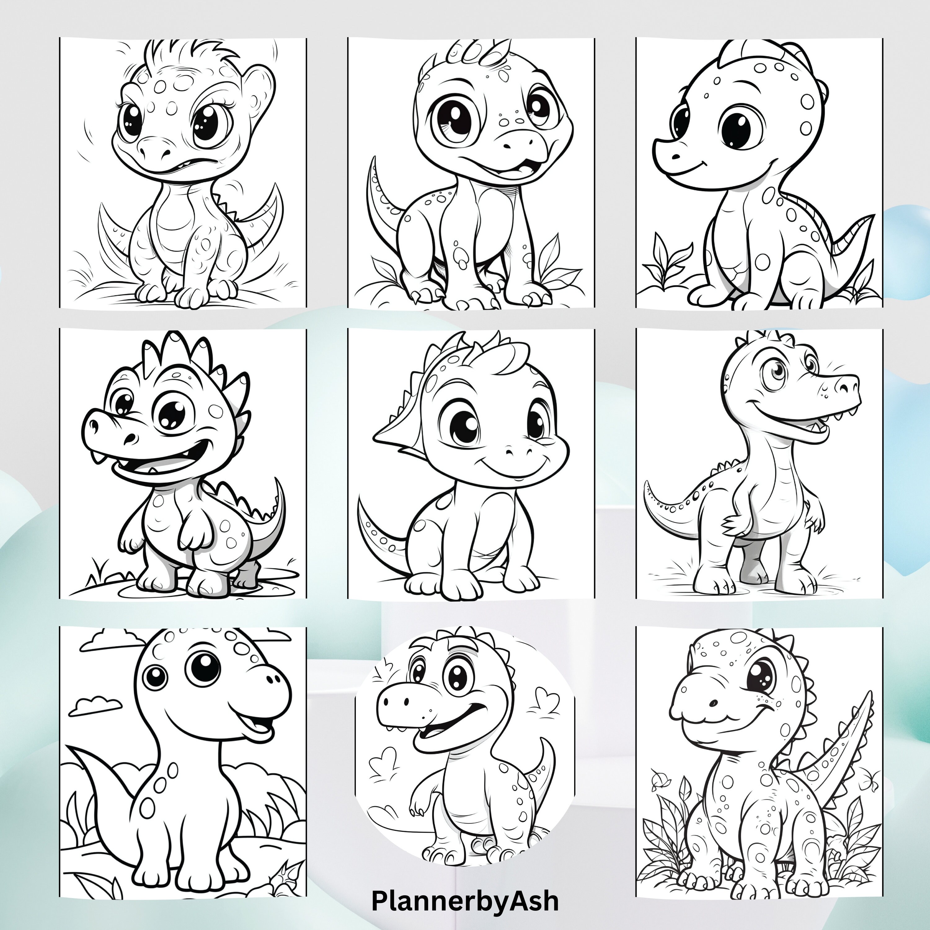 Jurassic Coloring Sheets: 100 Dinosaur Cartoons to Color Instant ...