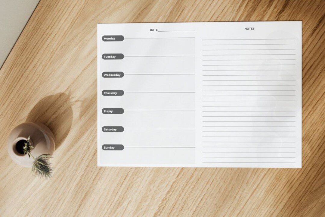 Printable Week on 1 Page, Simple Design, Weekly Schedule, Weekly Agenda ...