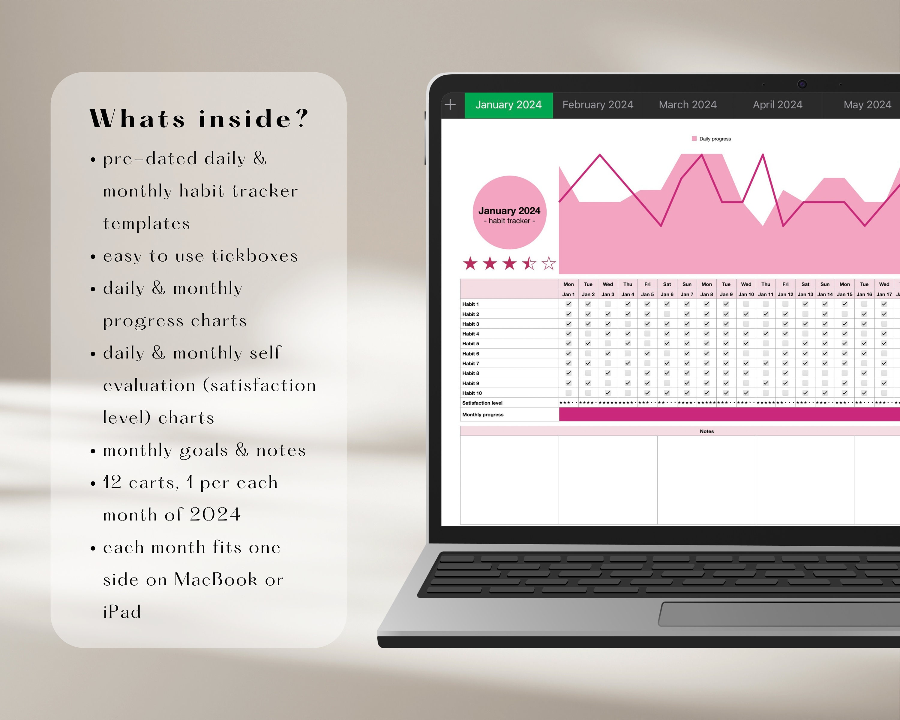 Ultimate 2024 Habit Tracker Spreadsheet Template for Apple Numbers ...