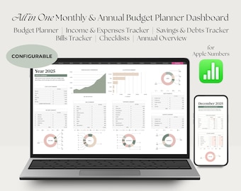 Apple Numbers - Monthly Budget Spreadsheet - Etsy
