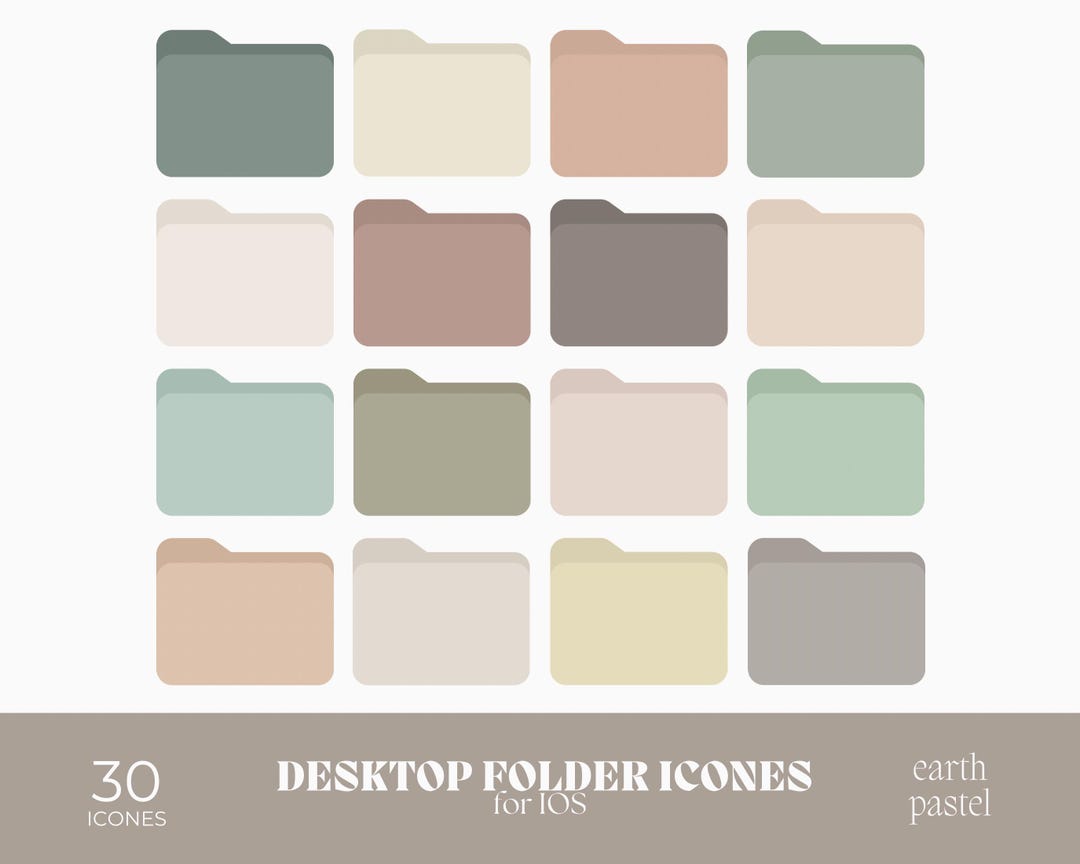 30 Desktop Folder/file Icons | Earth Pastels | for Iphone, Ipad ...