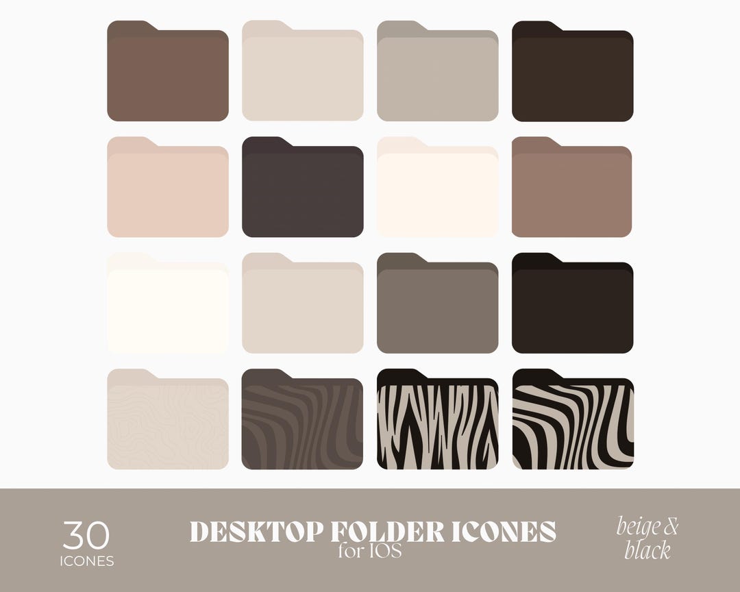 30 Desktop Folder Icons | Beige & Black Pattern | Zebra, Panther | for ...