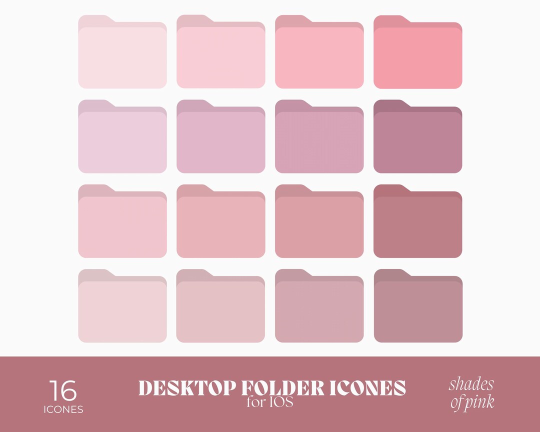 16 Pastel Pink Desktop Folder Icons | Minimalistic, Aesthetics | Ios ...